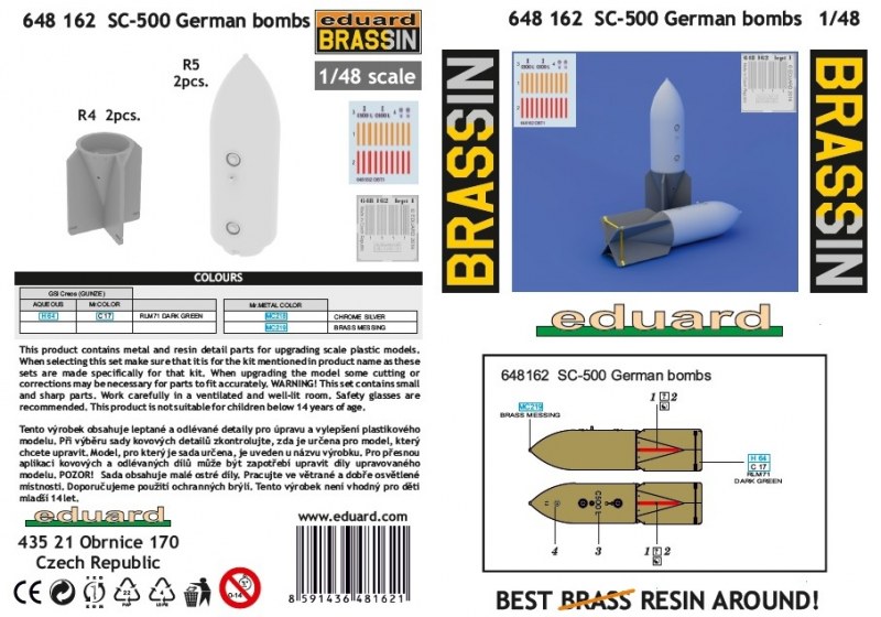 SC-500 German Bombs , Eduard Brassin Nr. 648162 - Modellversium Kit-Ecke