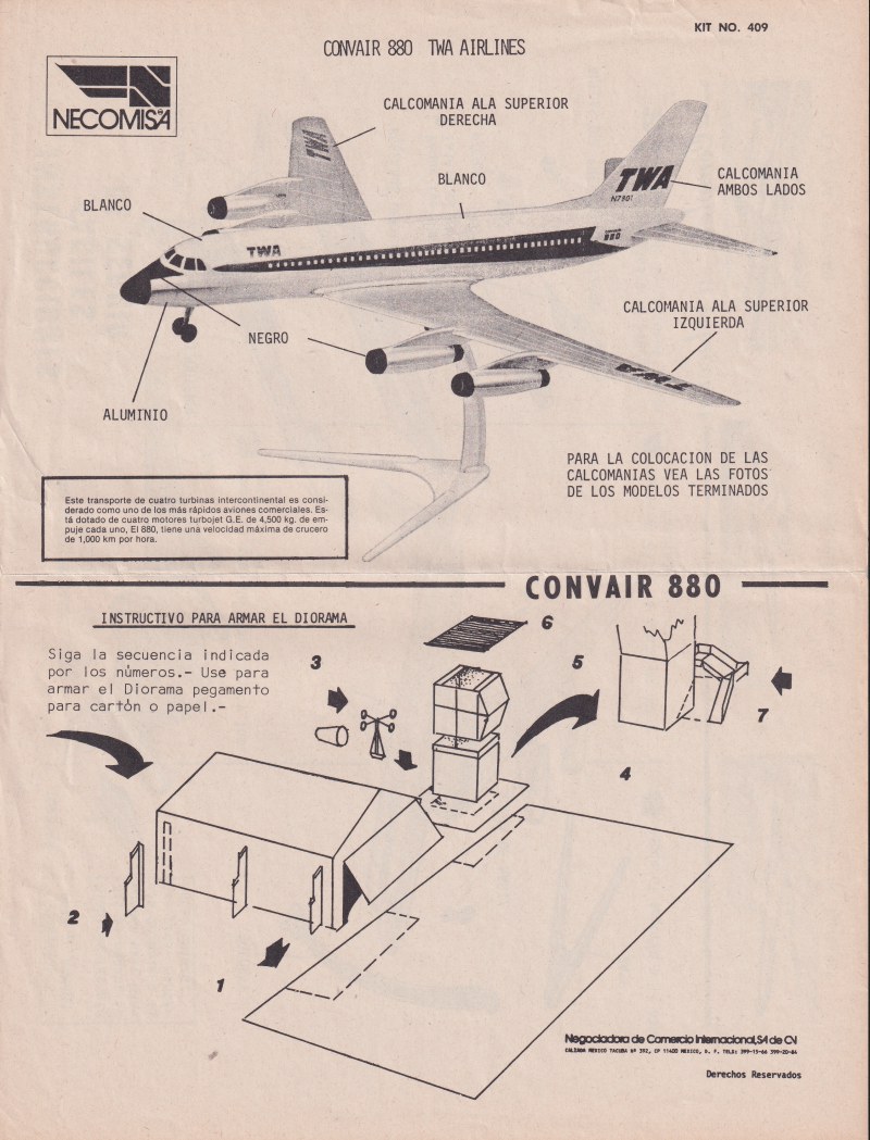 Convair CV 880 TWA, Pegaso/Necomisa Nr. P-409 - Modellversium Kit-Ecke