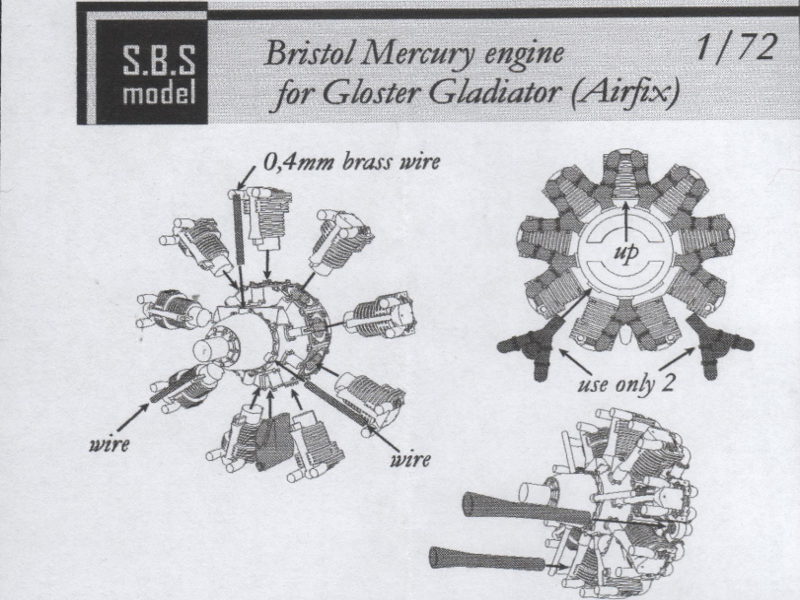 Gloster Gladiator engine set, S.B.S Model Nr. 72015 - Modellversium Kit ...