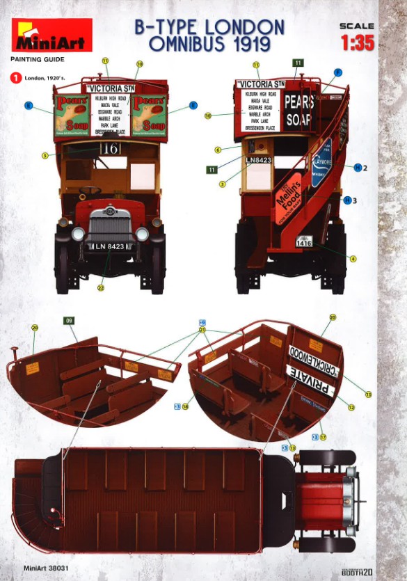 B-Type London Omnibus 1919, MiniArt Nr. 38031 - Modellversium Kit-Ecke