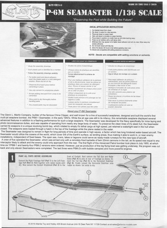 Martin P-6M Seamaster, Atlantis Models Nr. H244 - Modellversium Kit-Ecke