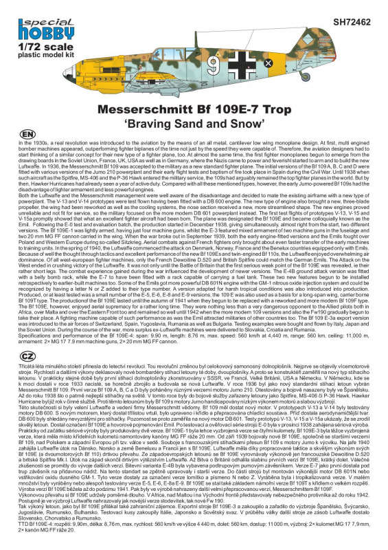 Messerschmitt Bf 109 E-7 Trop, Special Hobby Nr. SH 72462 - Modellversium Kit-Ecke