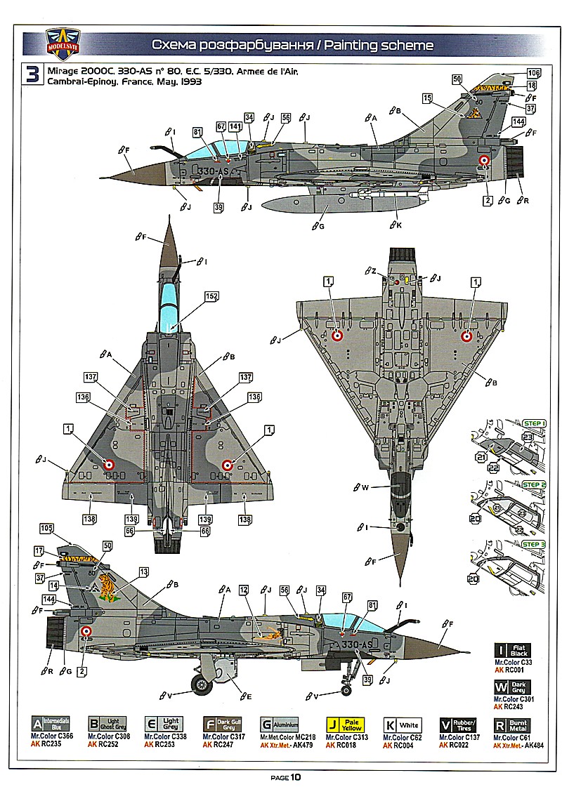 Mirage 2000C, Modelsvit Nr. 72073 - Modellversium Kit-Ecke
