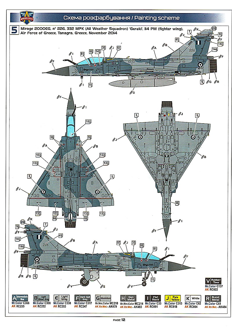 Mirage 2000C, Modelsvit Nr. 72073 - Modellversium Kit-Ecke