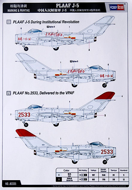PLAAF J-5, HobbyBoss Nr. 80335 - Modellversium Kit-Ecke